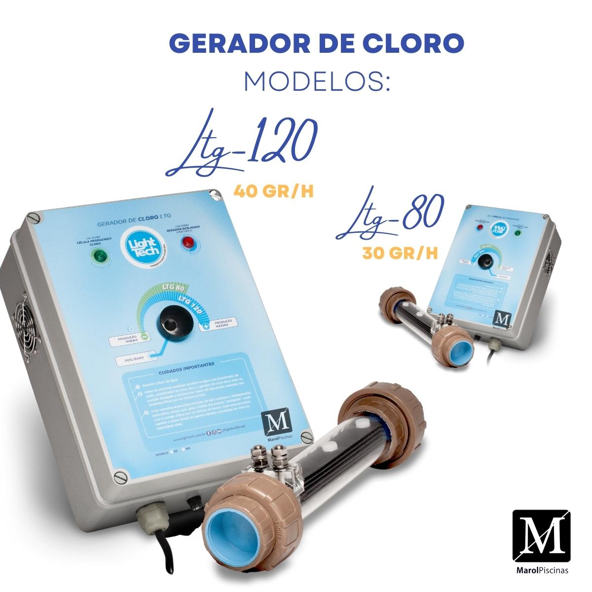 Gerador de Cloro P/Piscinas LTG 120 40Gr/h Marol Piscinas
