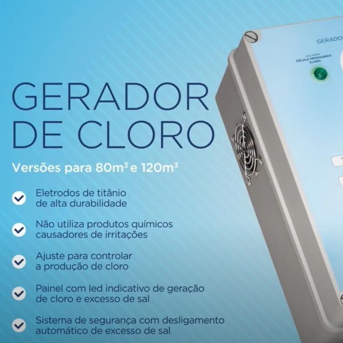 Gerador de Cloro P/Piscinas LTG 120 40Gr/h Marol Piscinas