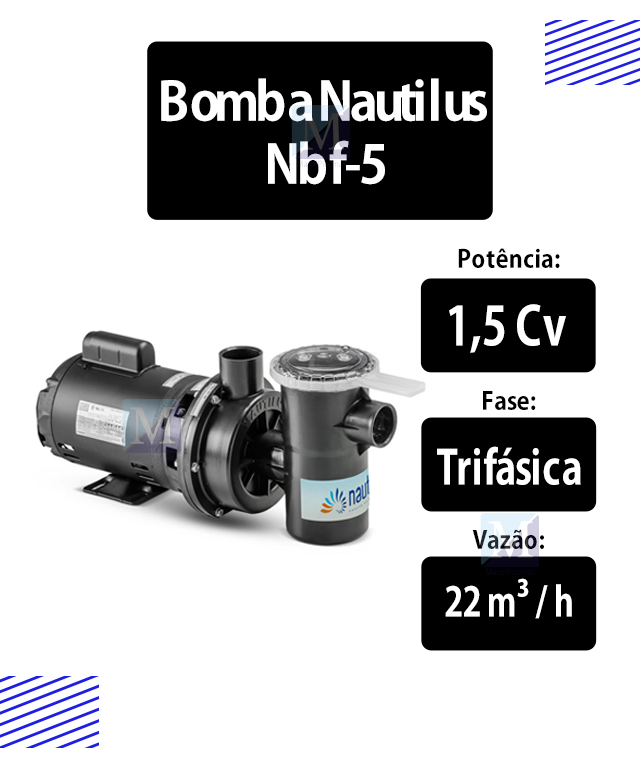 Bomba para piscina 1,5 CV - Nautilus (NBF5) trifásico Marol Piscinas